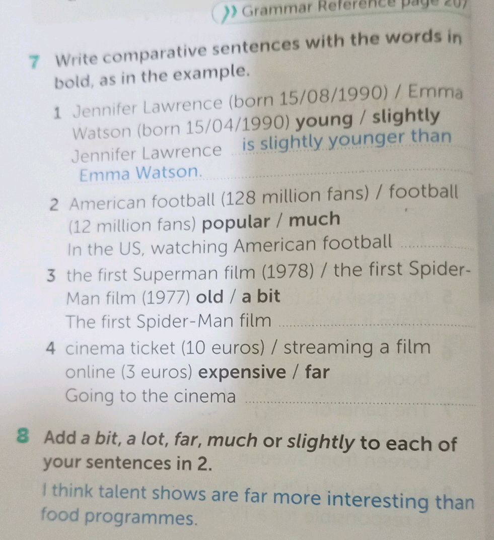 7 Write comparative sentences with the words | StudyX