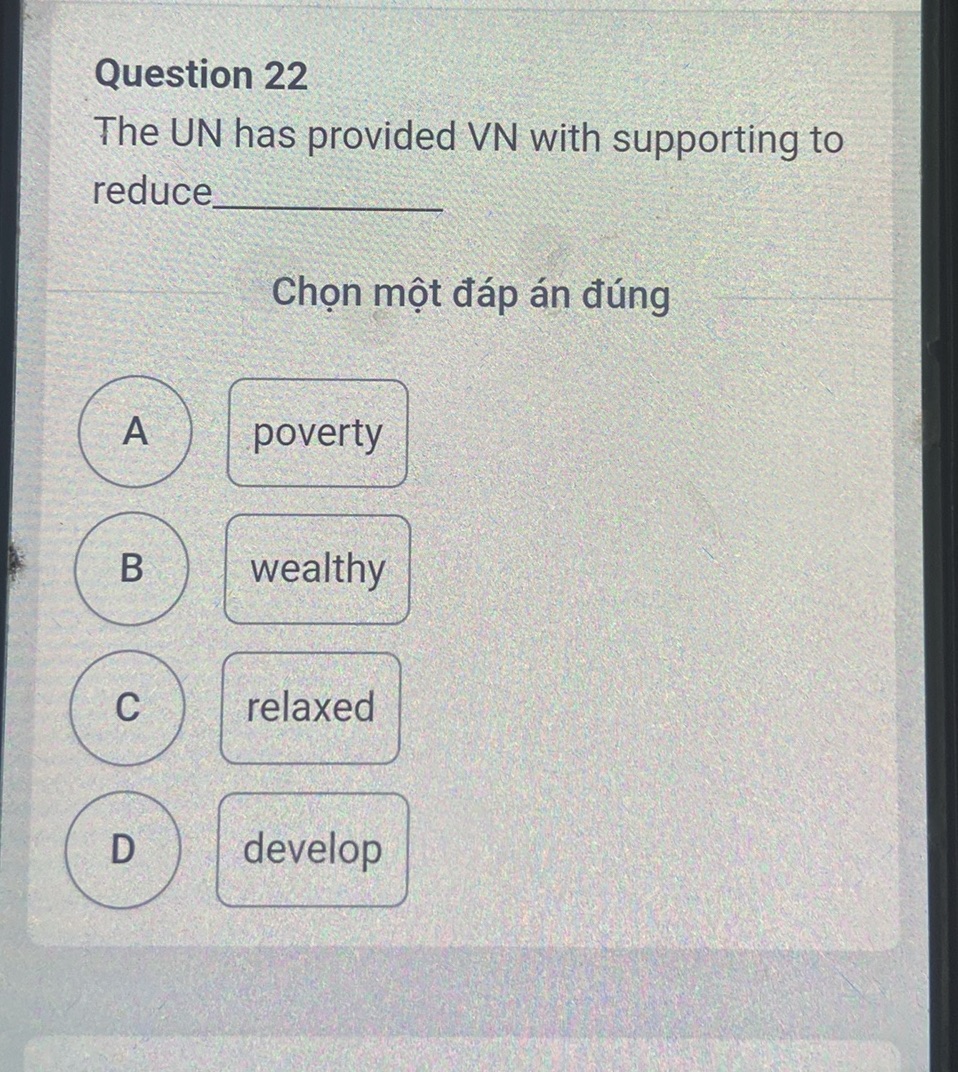 Question 22 The UN has provided VN with | StudyX