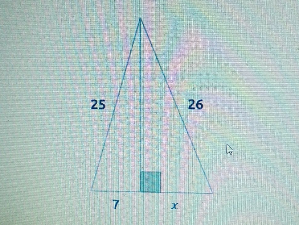 A triangle is shown with sides labeled 25 | StudyX