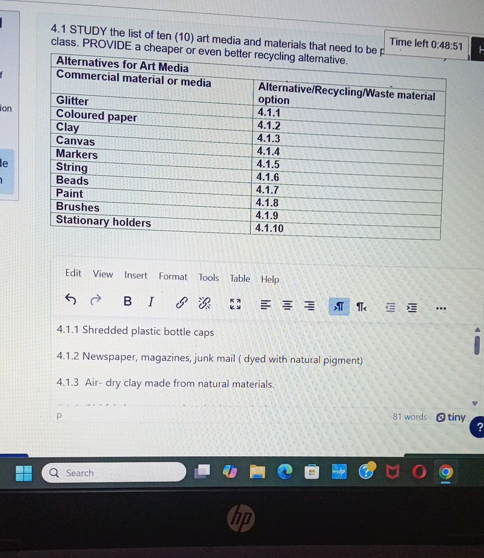 4.1 STUDY the list of ten (10) art media and | StudyX