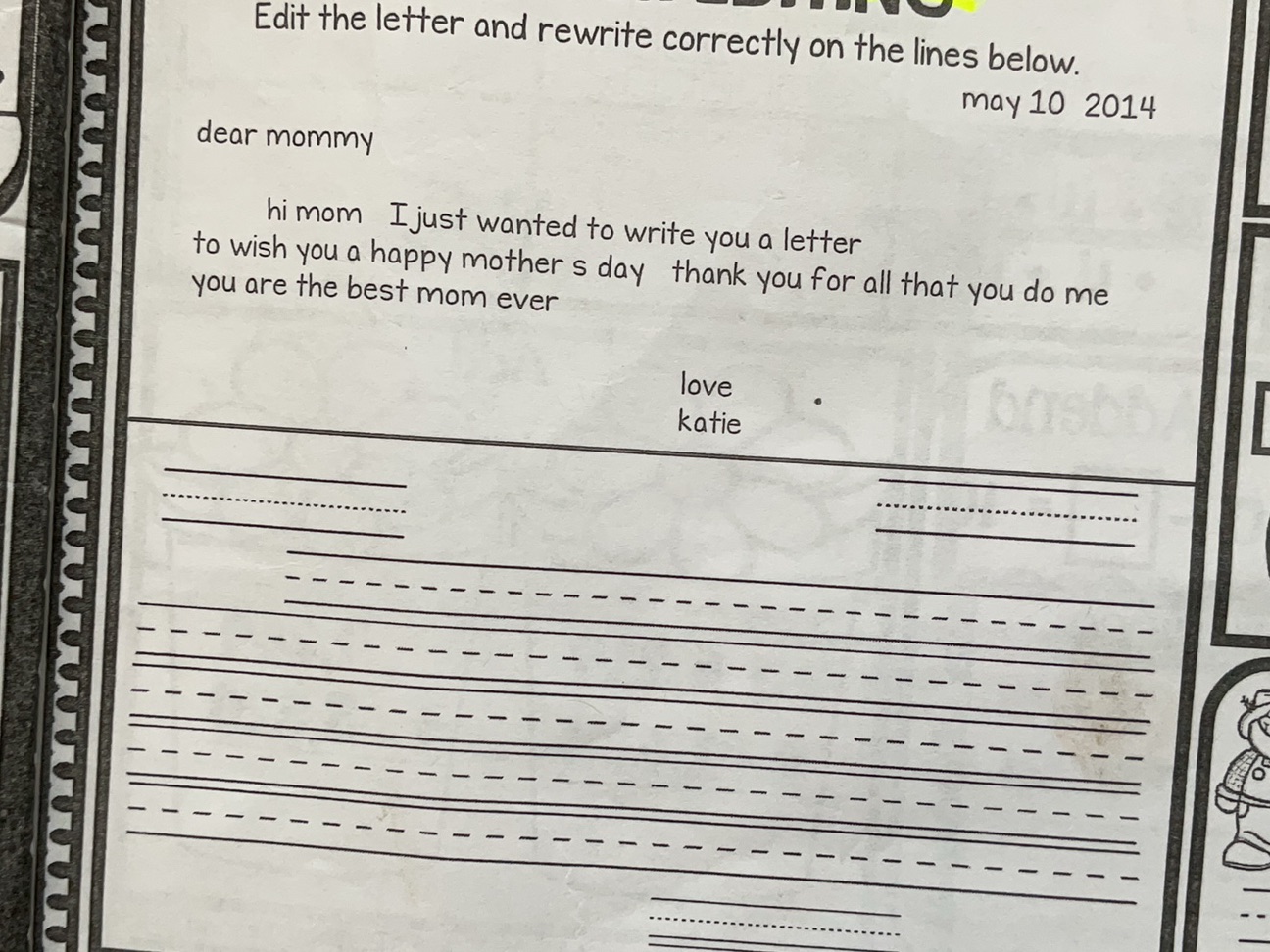 Edit the letter and rewrite correctly on the | StudyX