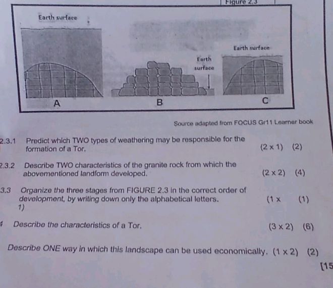 2.3.1 Predict which TWO types of weathering | StudyX