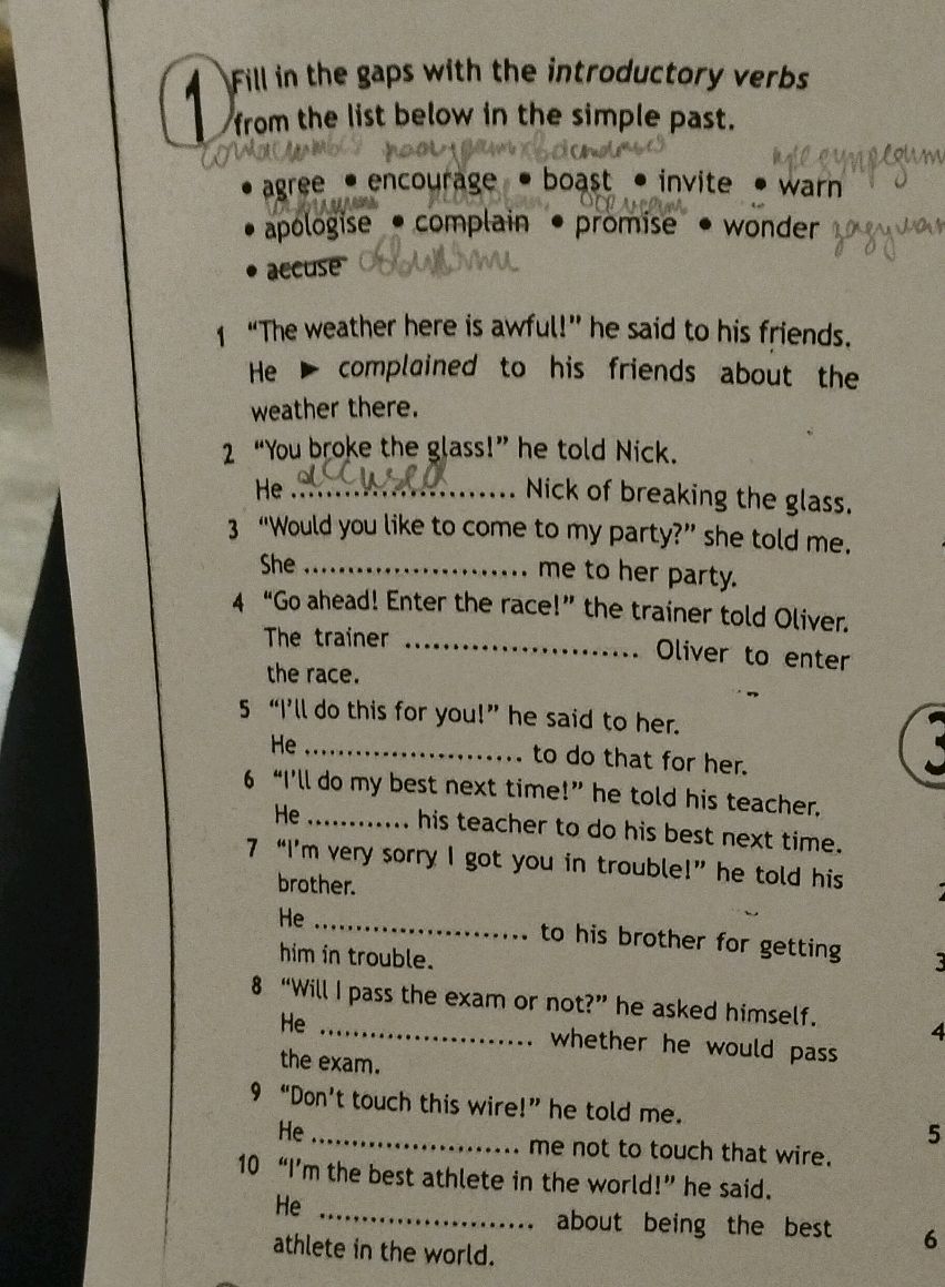 Fill in the gaps with the introductory verbs | StudyX