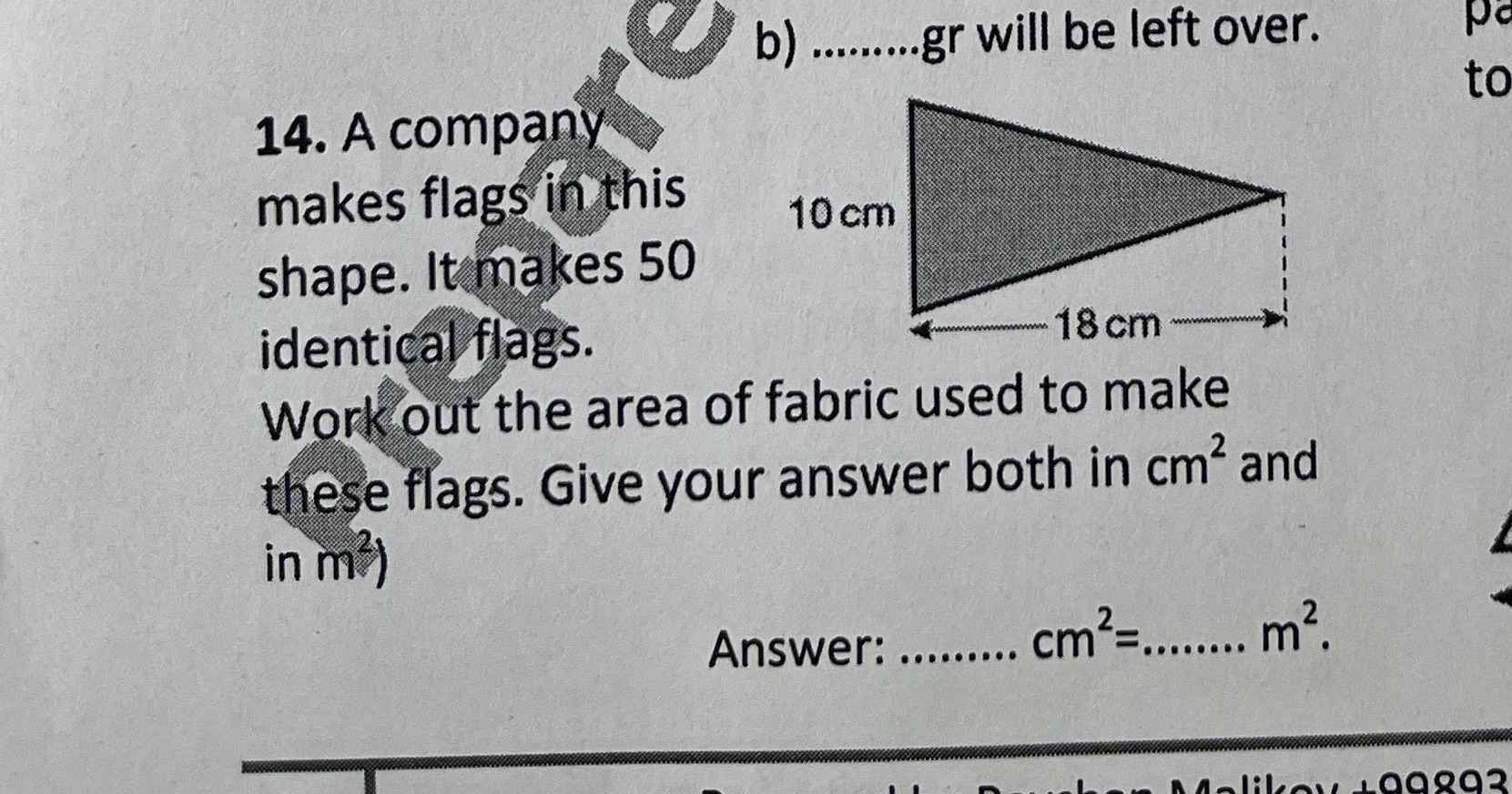 14. A company makes flags in this shape. It | StudyX