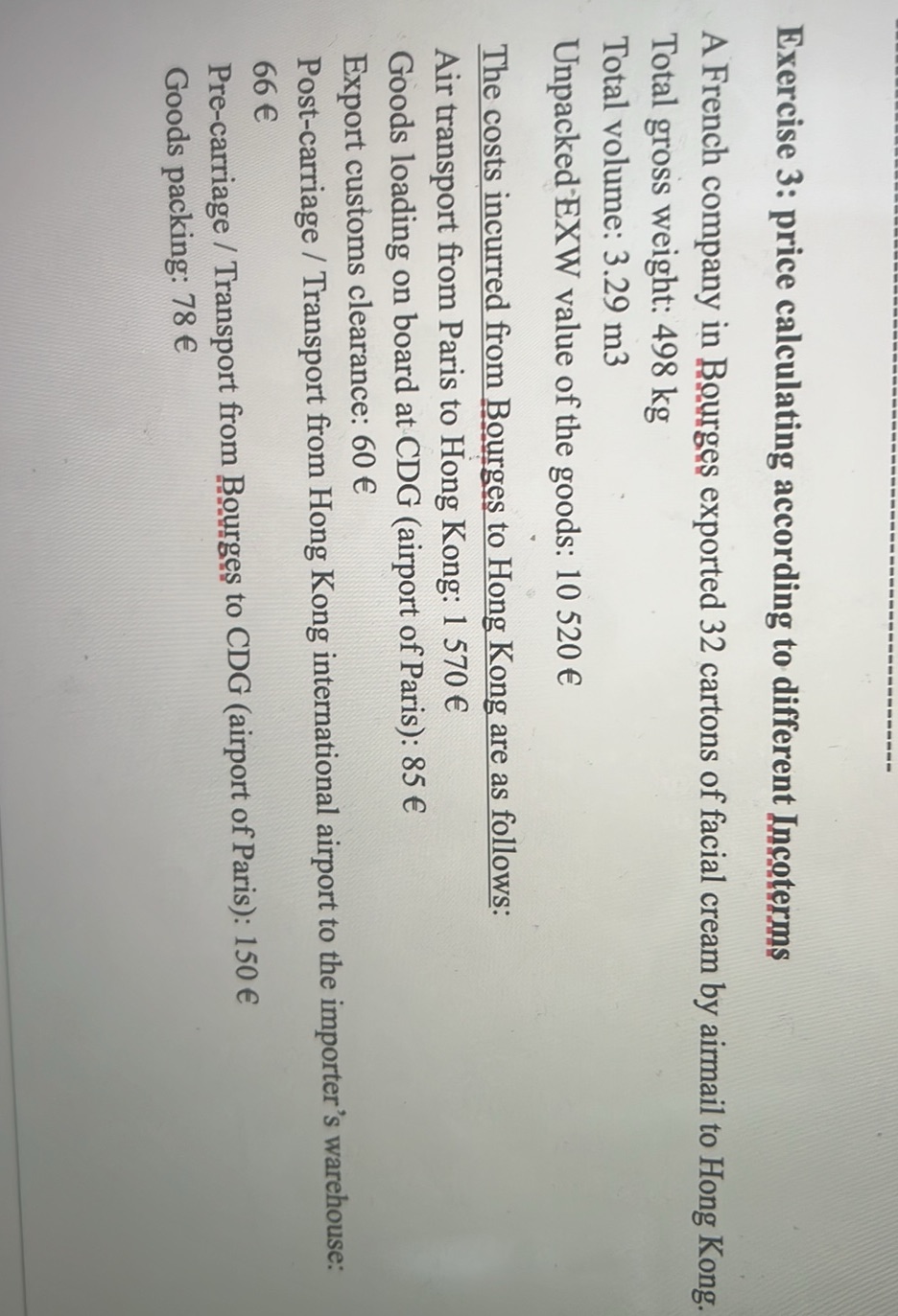 Exercise 3: price calculating according to | StudyX