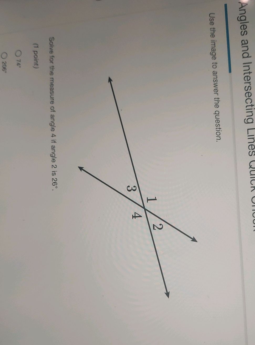 Solve for the measure of angle 4 if angle 2 | StudyX