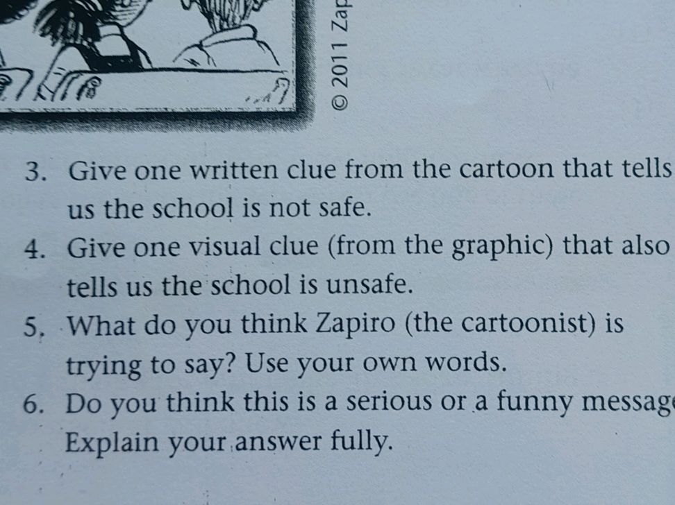 3. Give one written clue from the cartoon | StudyX