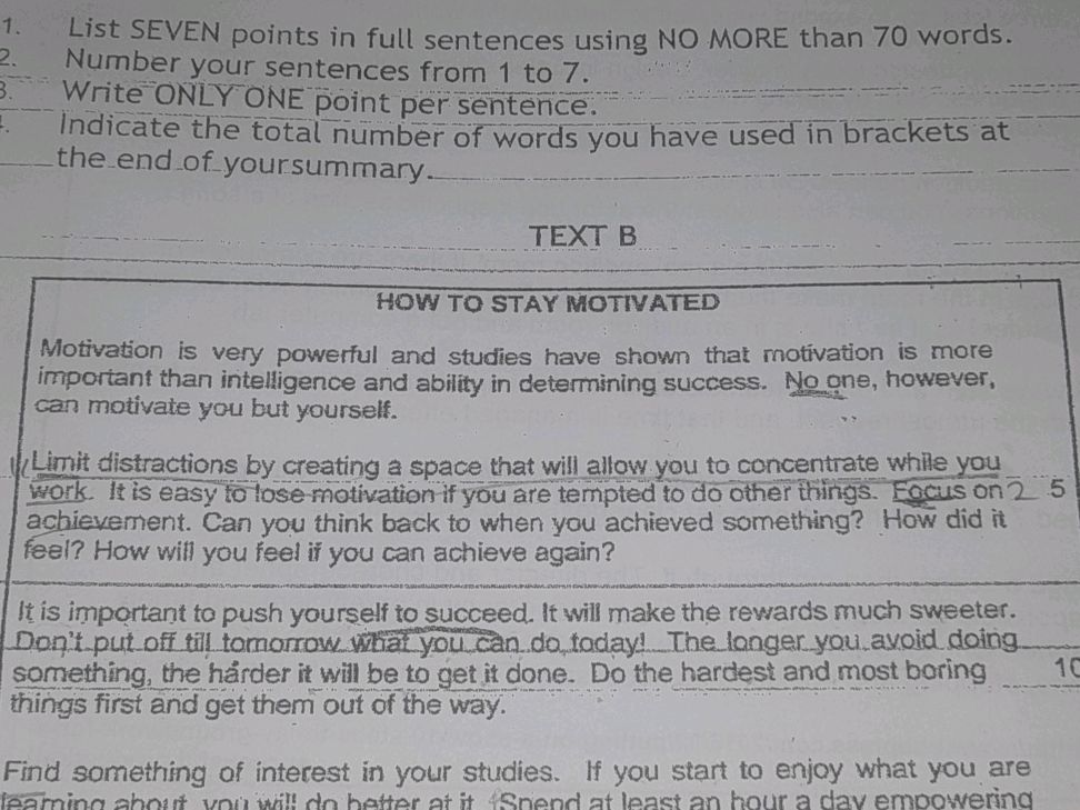 1. List SEVEN points in full sentences using | StudyX