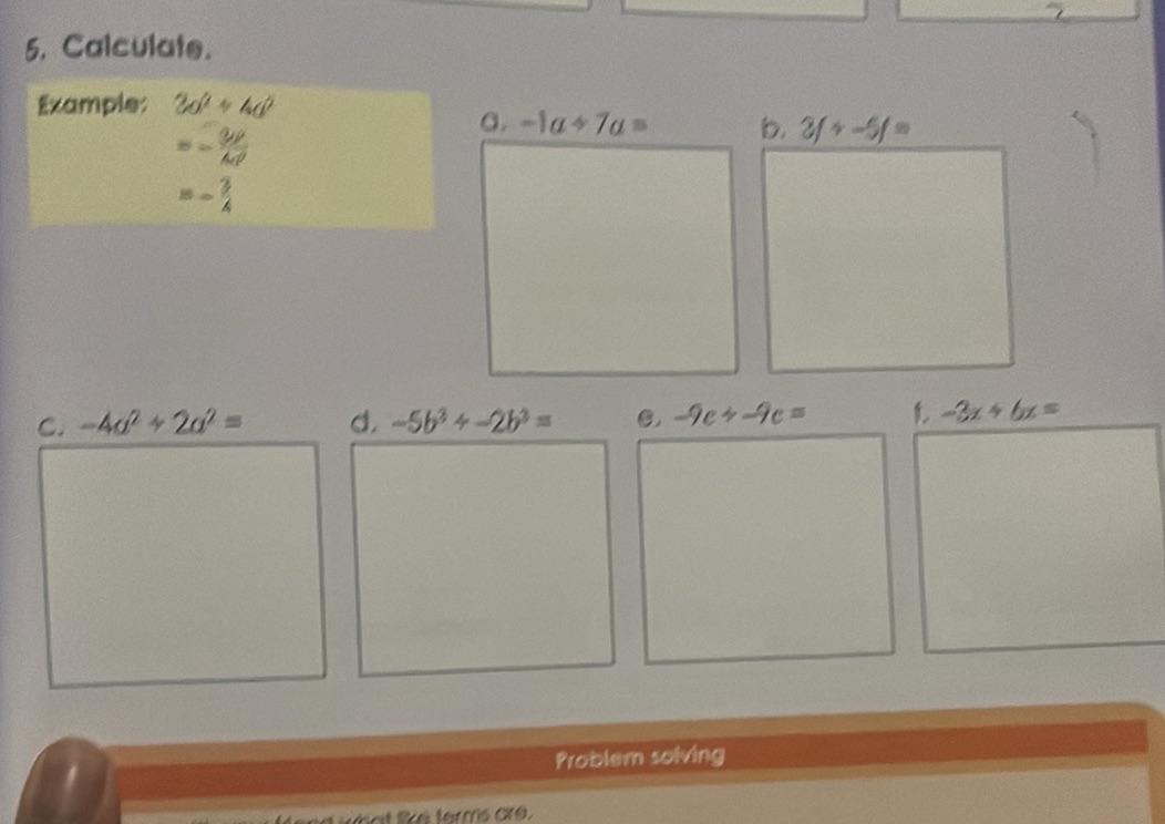 5. Calculate. Example: $3a^2 + 4a^2 = | StudyX