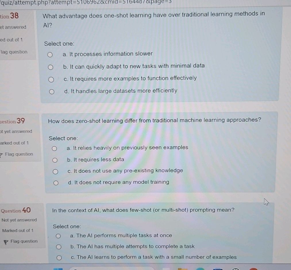 Question 38 What advantage does one-shot | StudyX