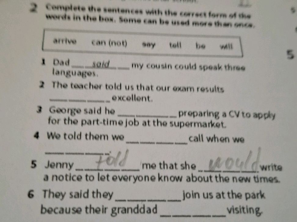 2 Complete the sentences with the correct | StudyX