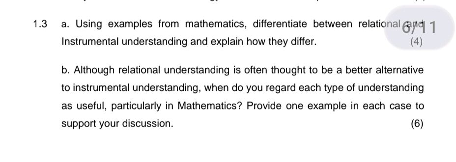 1.3 a. Using examples from mathematics, | StudyX