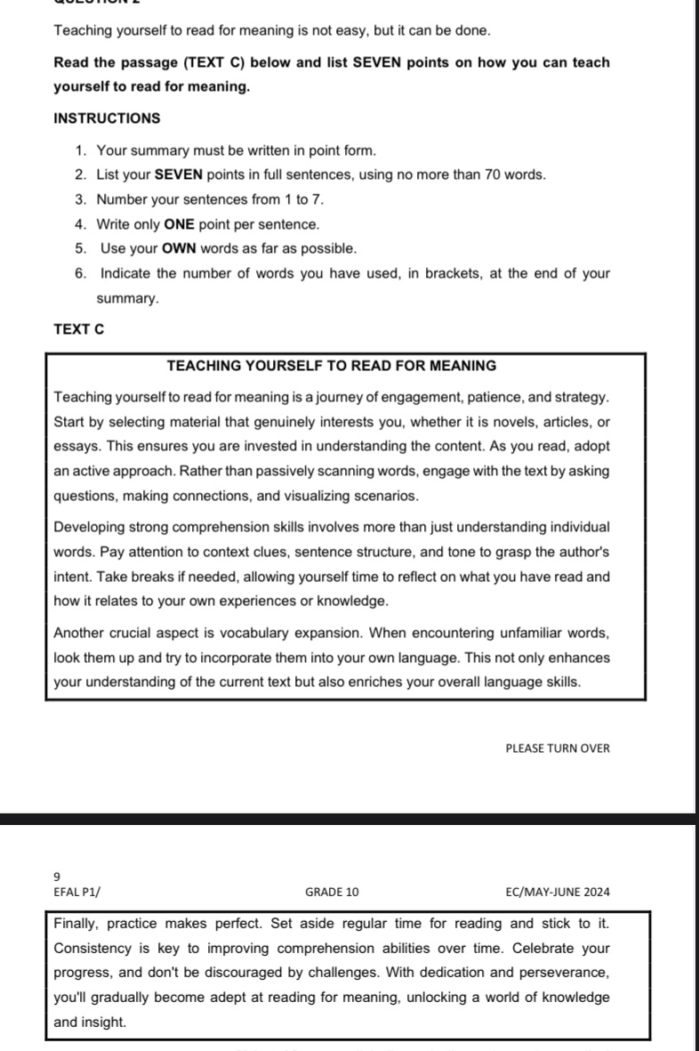 Teaching yourself to read for meaning is not | StudyX