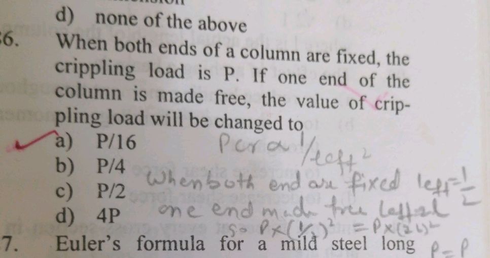 When both ends of a column are fixed, the | StudyX