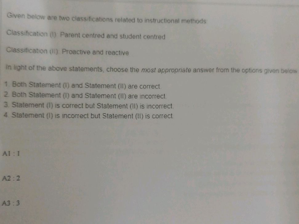 Given below are two classifications related | StudyX
