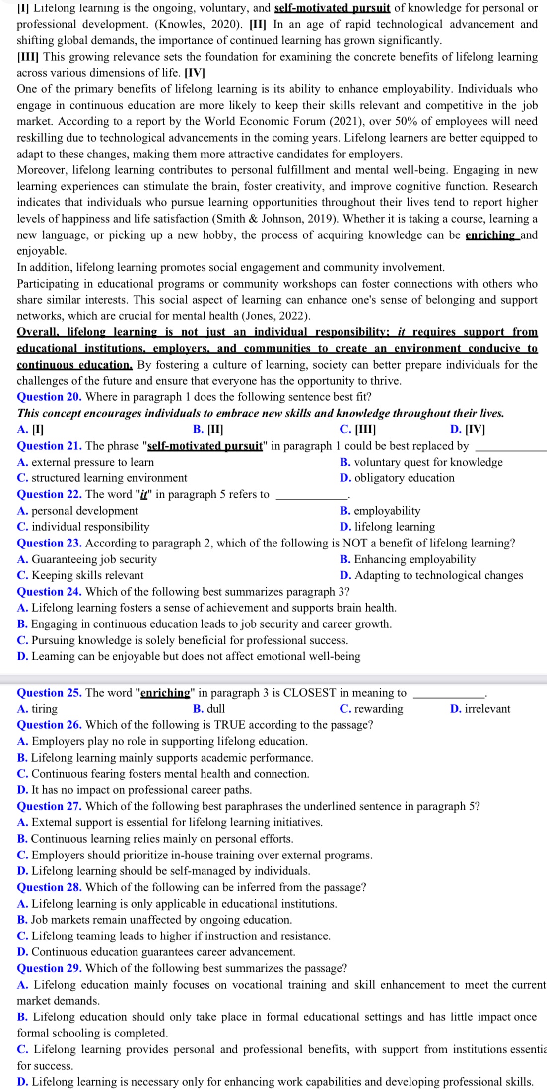 Question 20. Where in paragraph 1 does the | StudyX