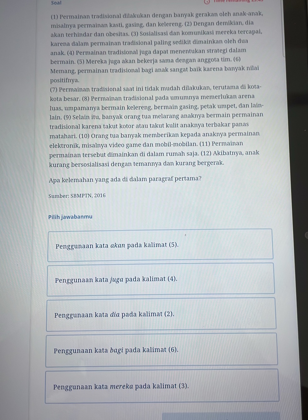 Apa kelemahan yang ada di dalam paragraf | StudyX