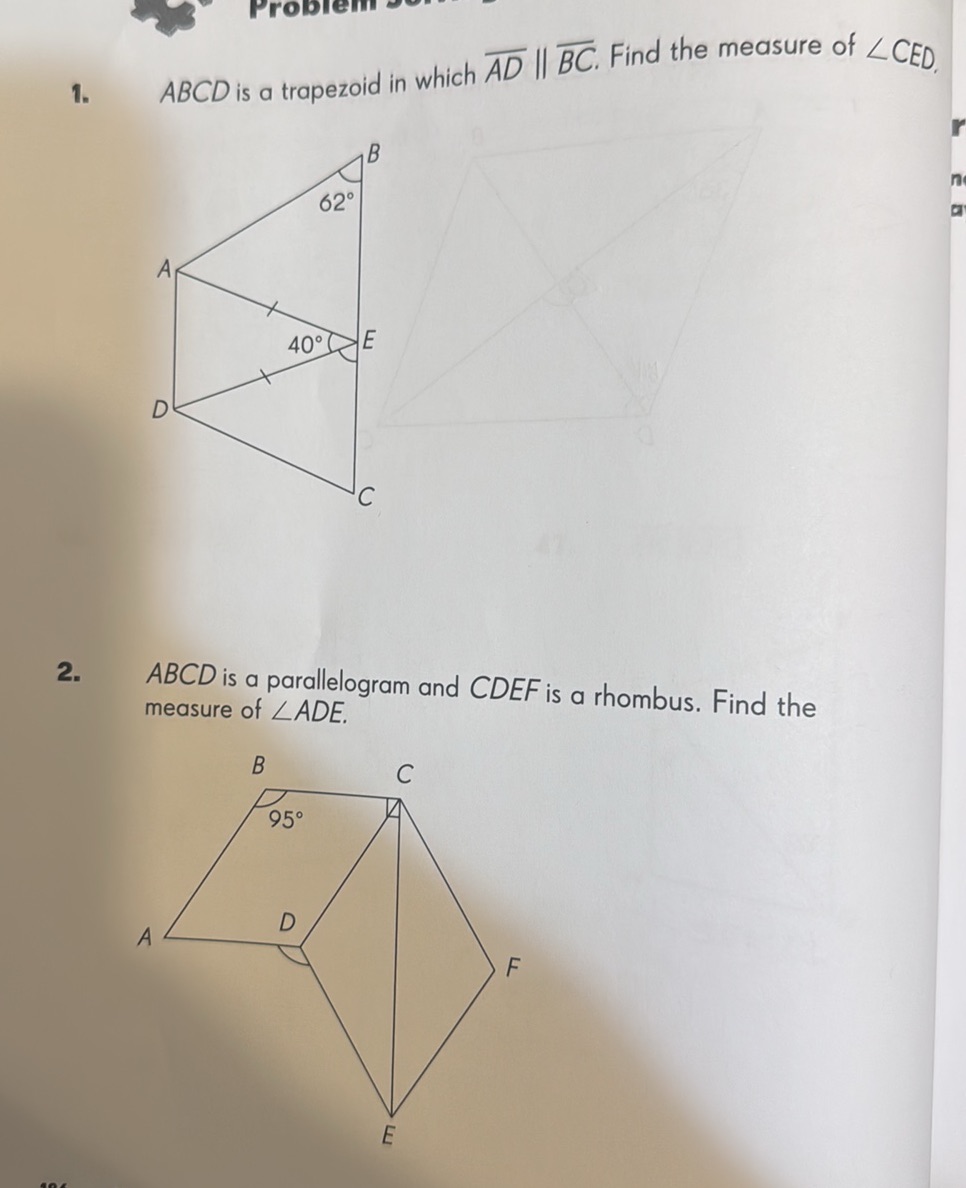 1. ABCD is a trapezoid in which $ {AD} | StudyX