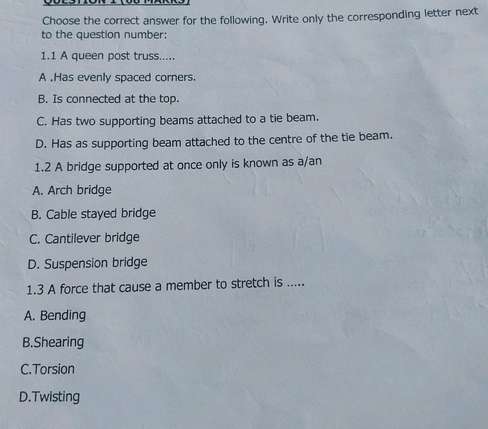 Choose the correct answer for the following. | StudyX