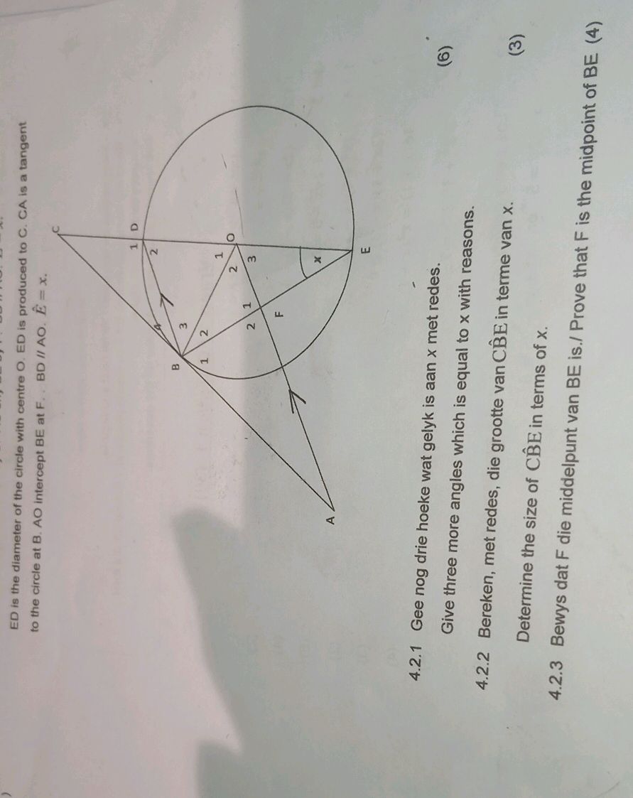 ED is the diameter of the circle with centre | StudyX