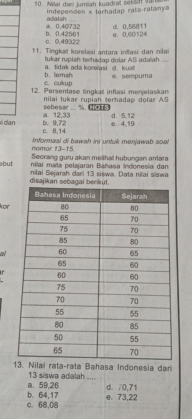 10. Nilai dari jumlah kuadrat selisih | StudyX