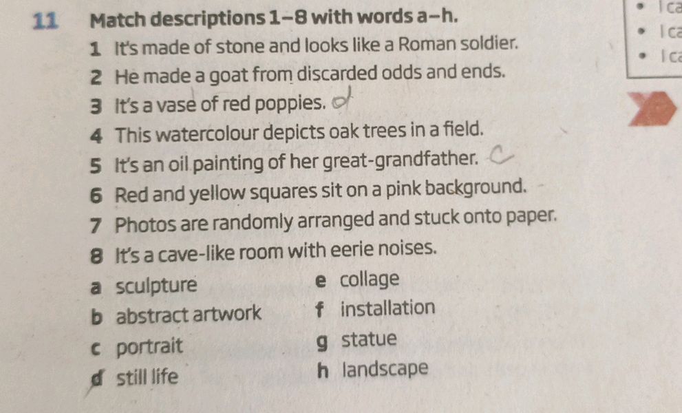 1 Match descriptions 1-8 with words a-h. 1 | StudyX