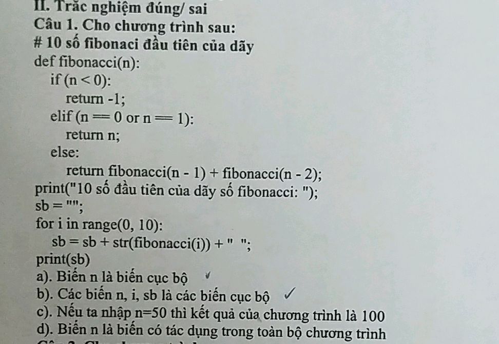 II. Trắc nghiệm đúng/ sai Câu 1. Cho chương | StudyX