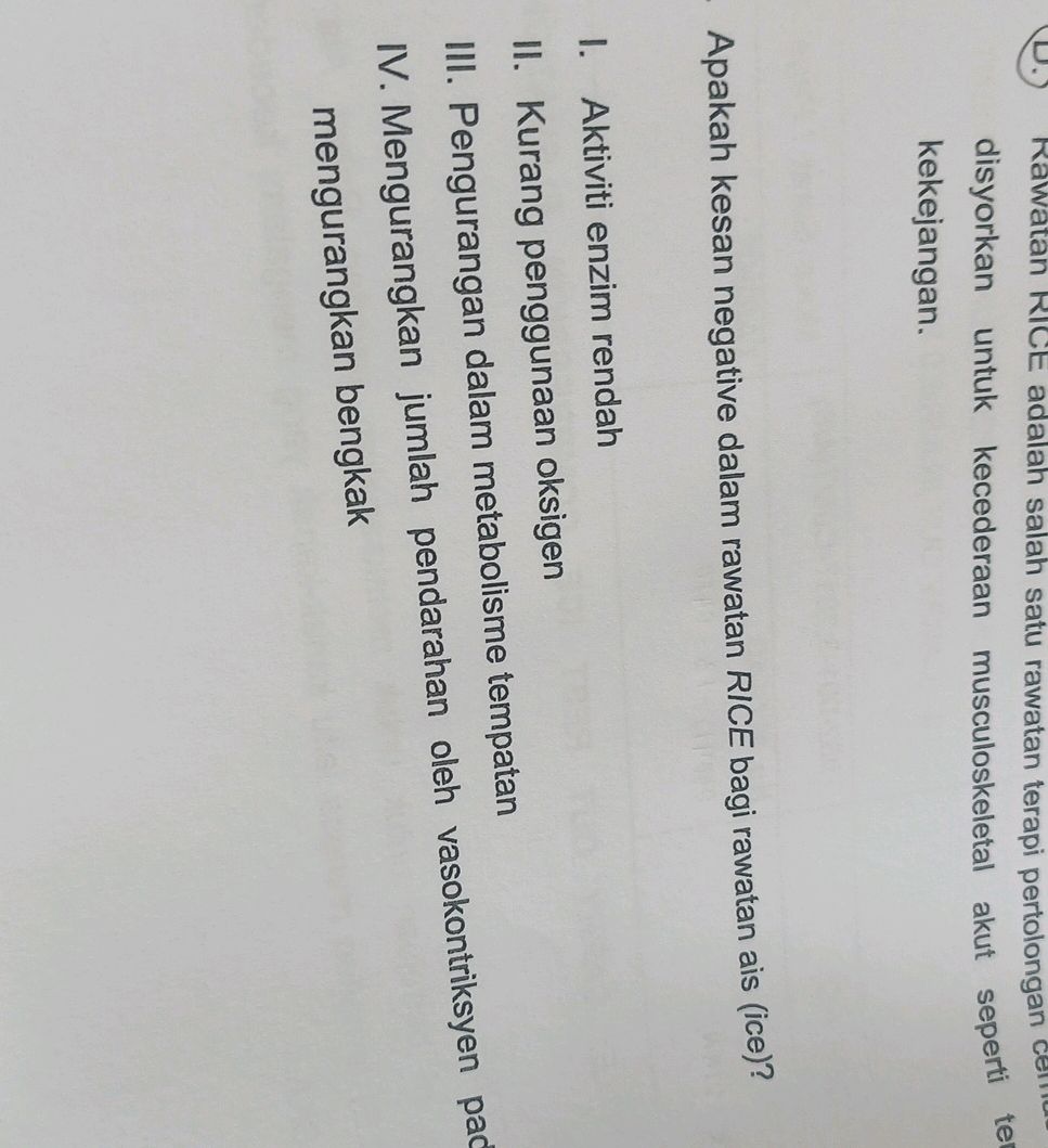 Apakah kesan negative dalam rawatan RICE | StudyX