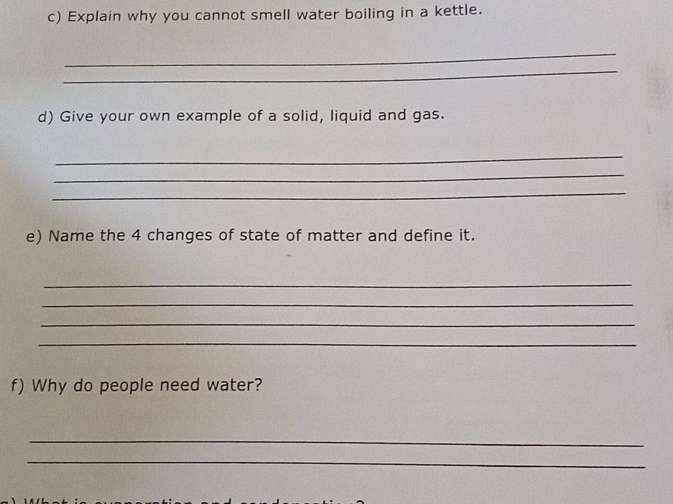 c) Explain why you cannot smell water | StudyX