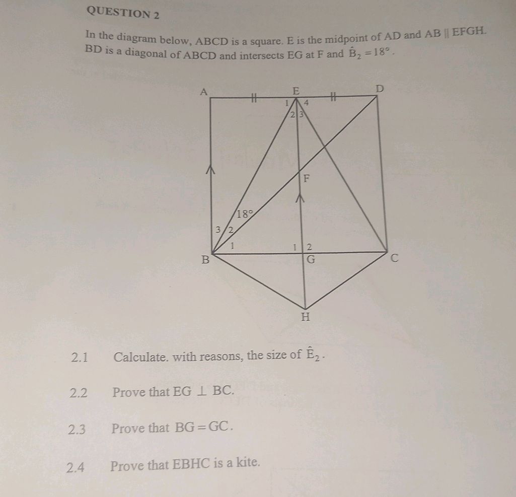 QUESTION 2 In the diagram below, ABCD is a | StudyX