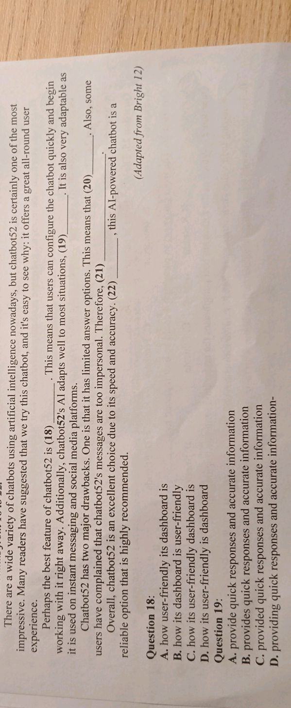 Question 18: A. how user-friendly its | StudyX