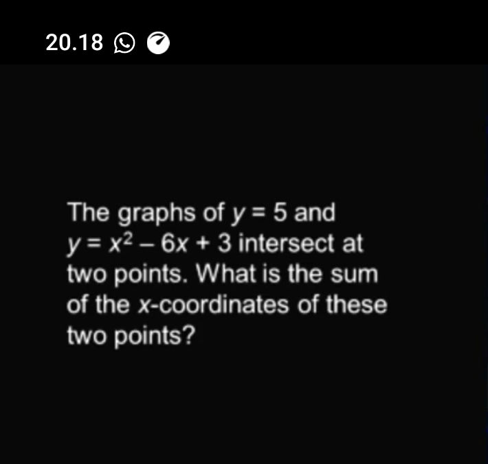The graphs of $y = 5$ and $y = x^2 - 6x + 3$ | StudyX