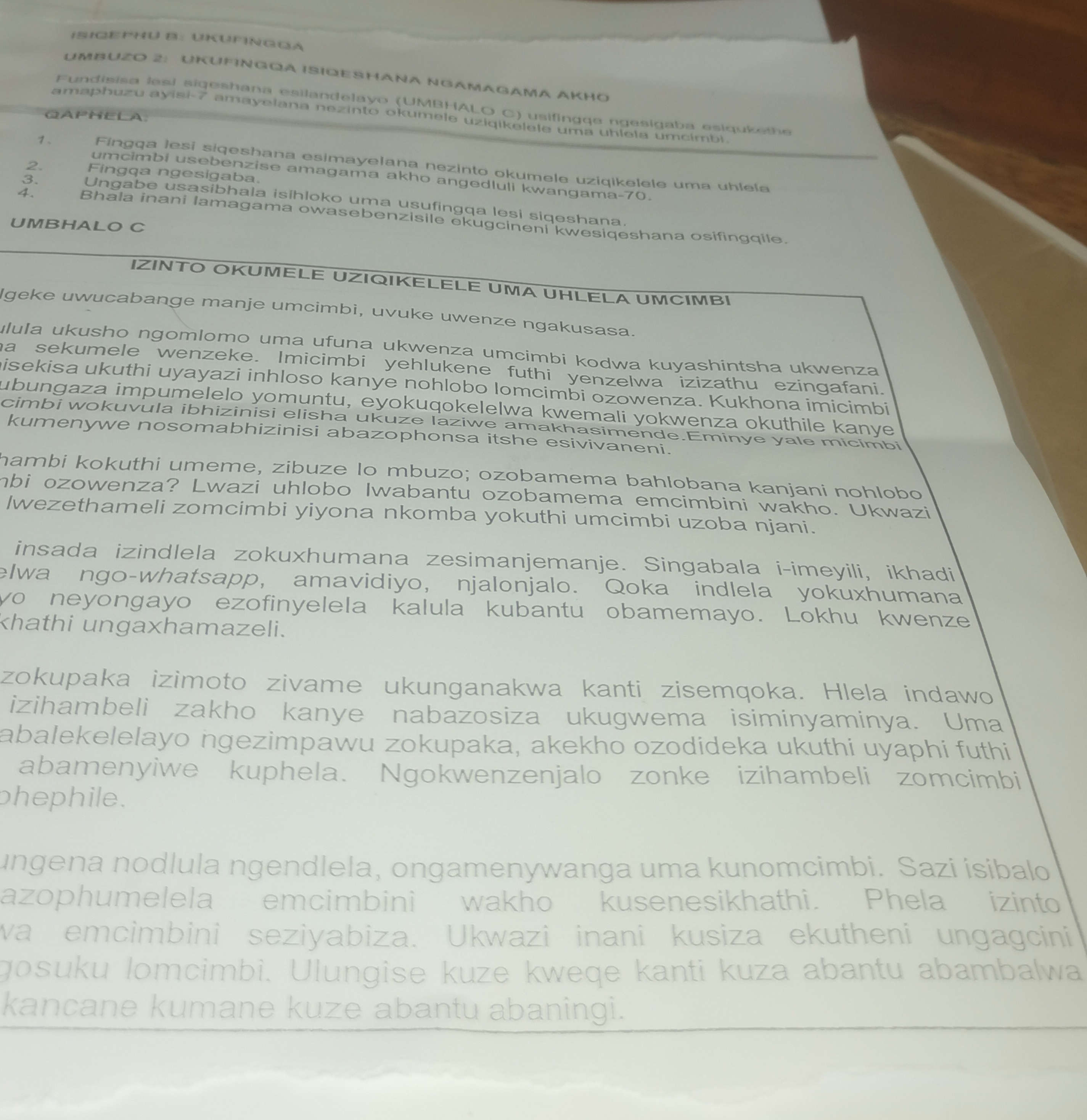 1. Fingga lesi siqeshana esimayelana | StudyX