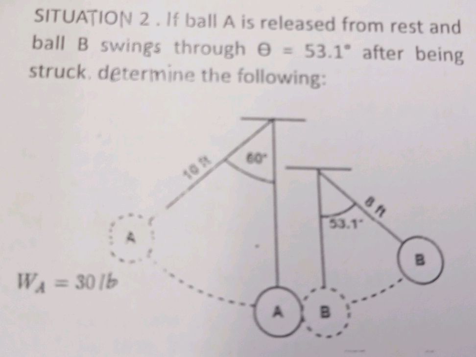 SITUATION 2. If ball A is released from rest | StudyX