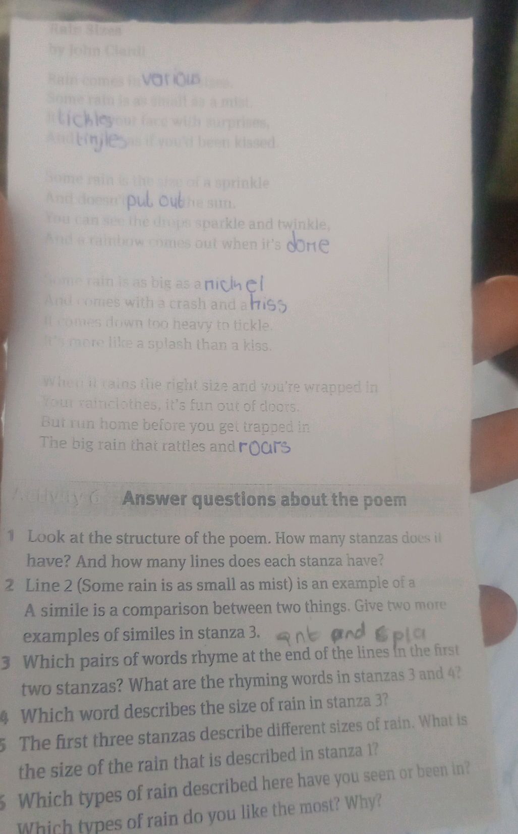 1. Look at the structure of the poem. How | StudyX