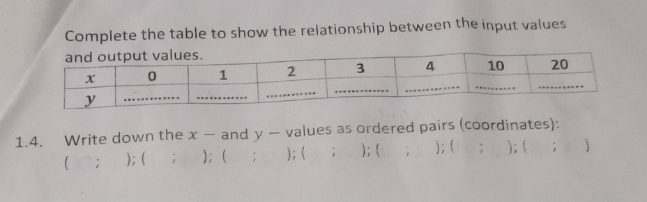 Complete the table to show the relationship | StudyX