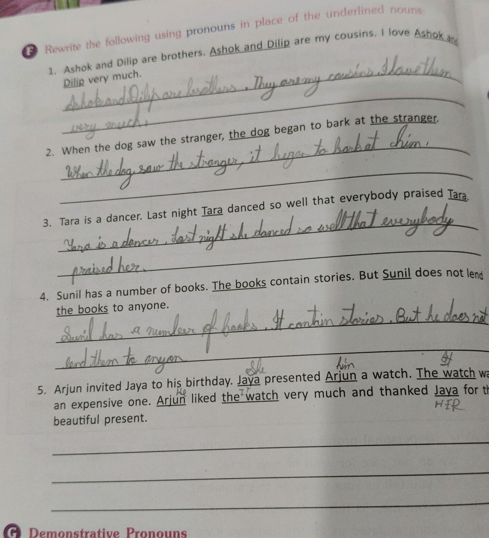 Rewrite the following using pronouns in | StudyX