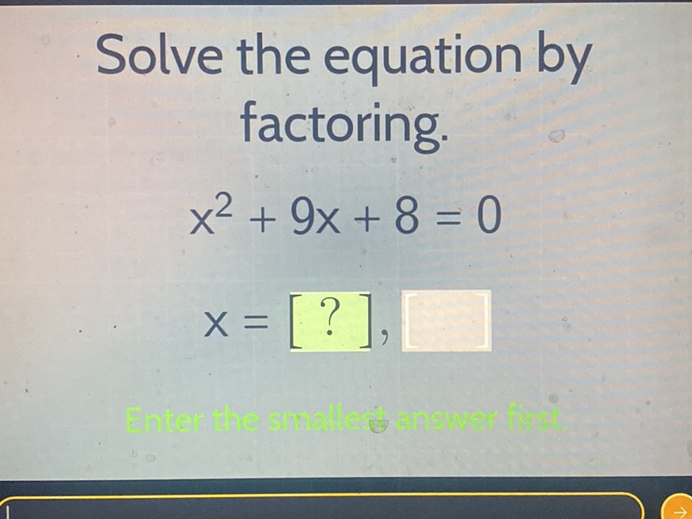 Solve the equation by factoring. $x^2 + 9x | StudyX