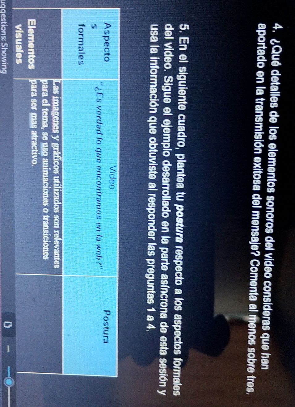 4. ¿Qué detalles de los elementos sonoros | StudyX
