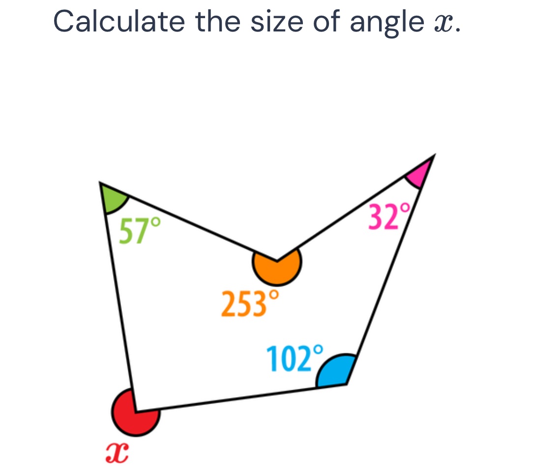 Calculate the size of angle $x$. The image | StudyX