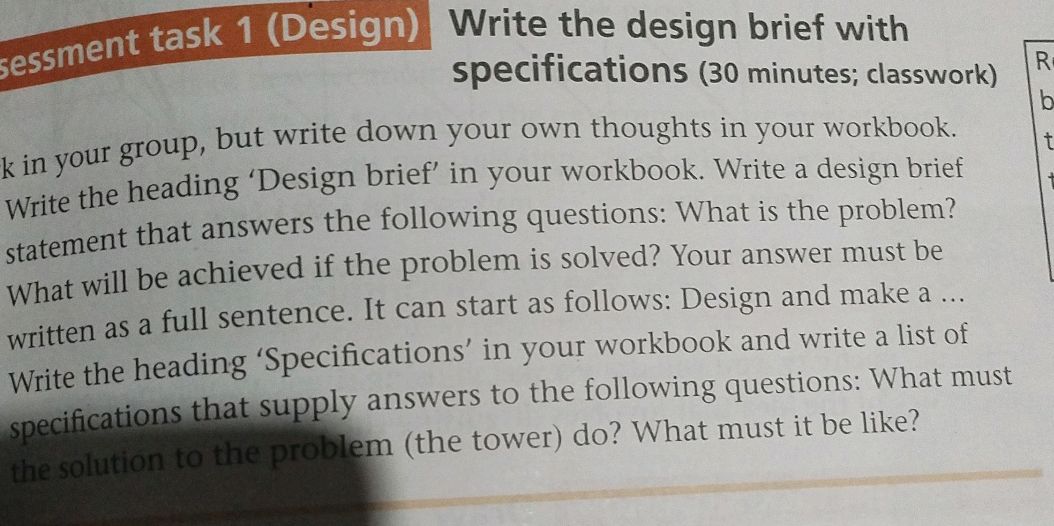Write the design brief with specifications | StudyX