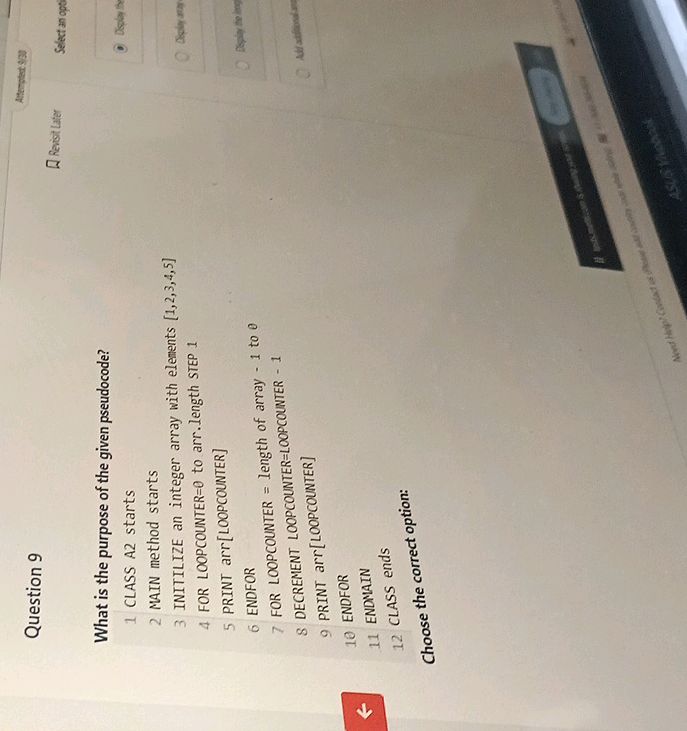 What is the purpose of the given pseudocode? | StudyX