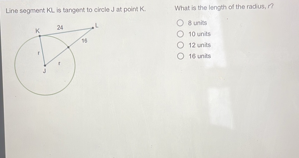 Line segment KL is tangent to circle J at | StudyX