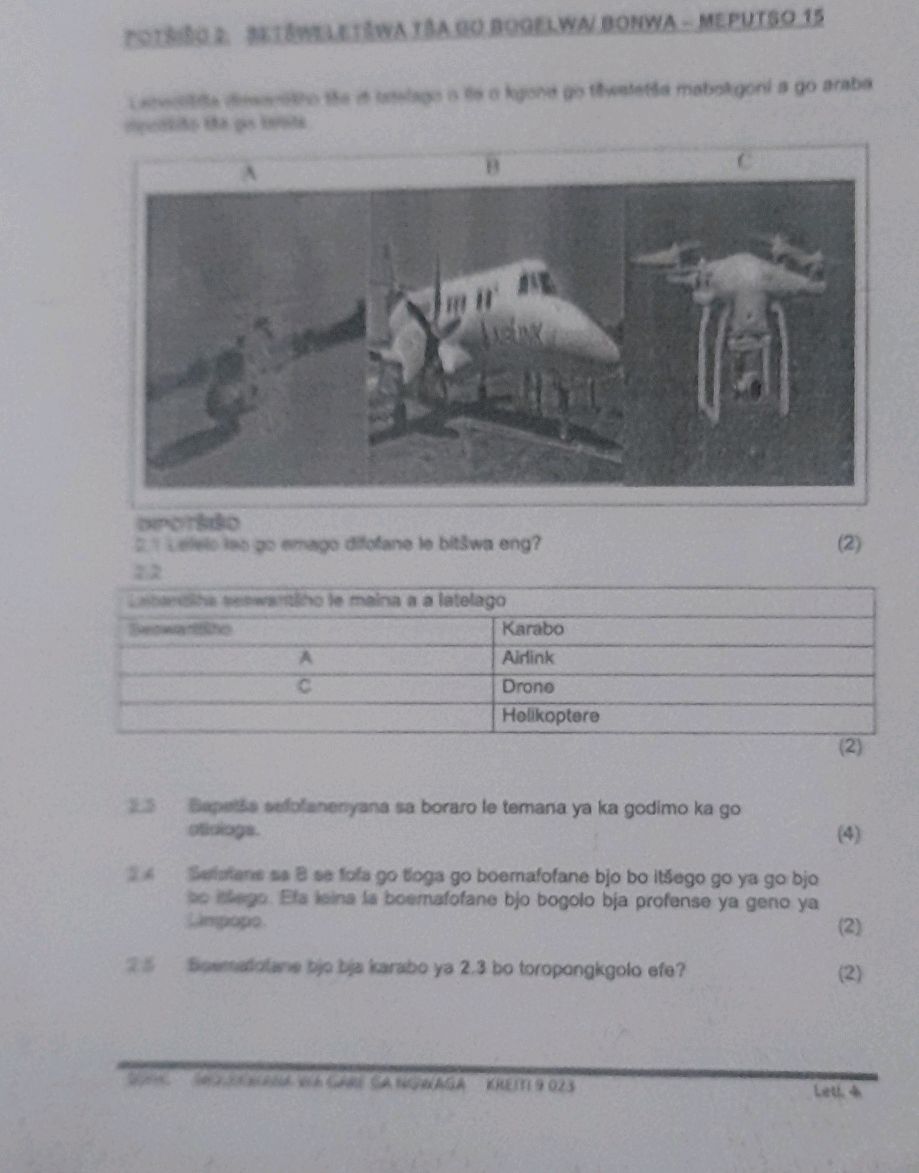 2.1 Leleto leo go emago difofane le bitšwa