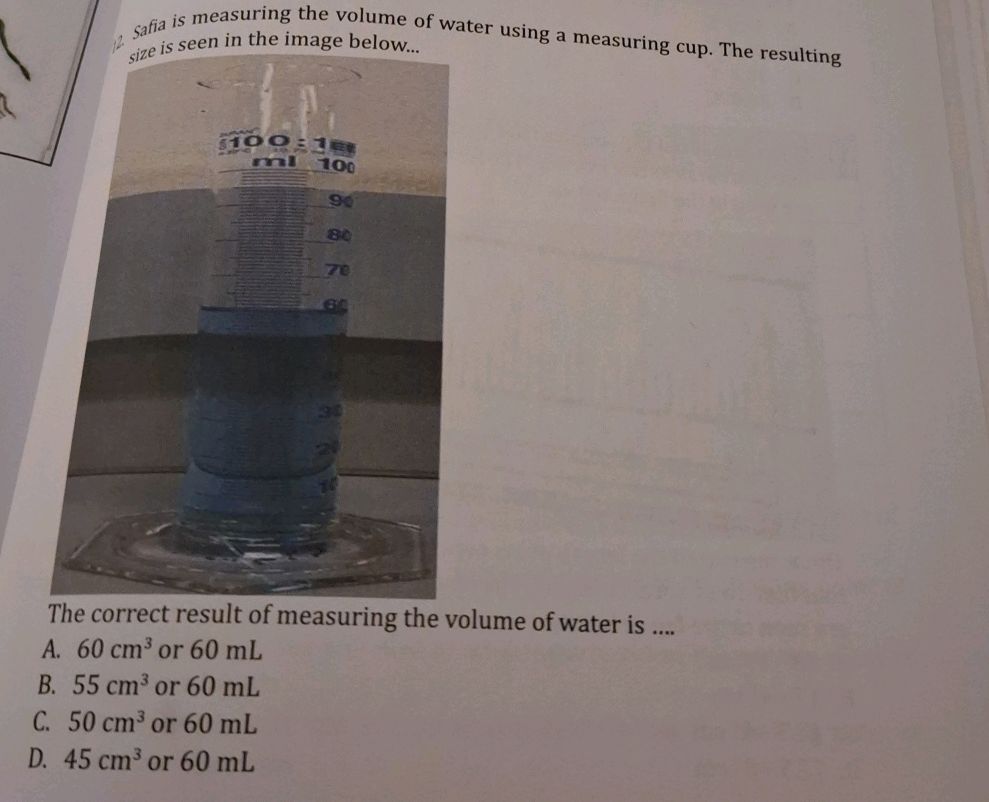 12. Safia is measuring the volume of water | StudyX