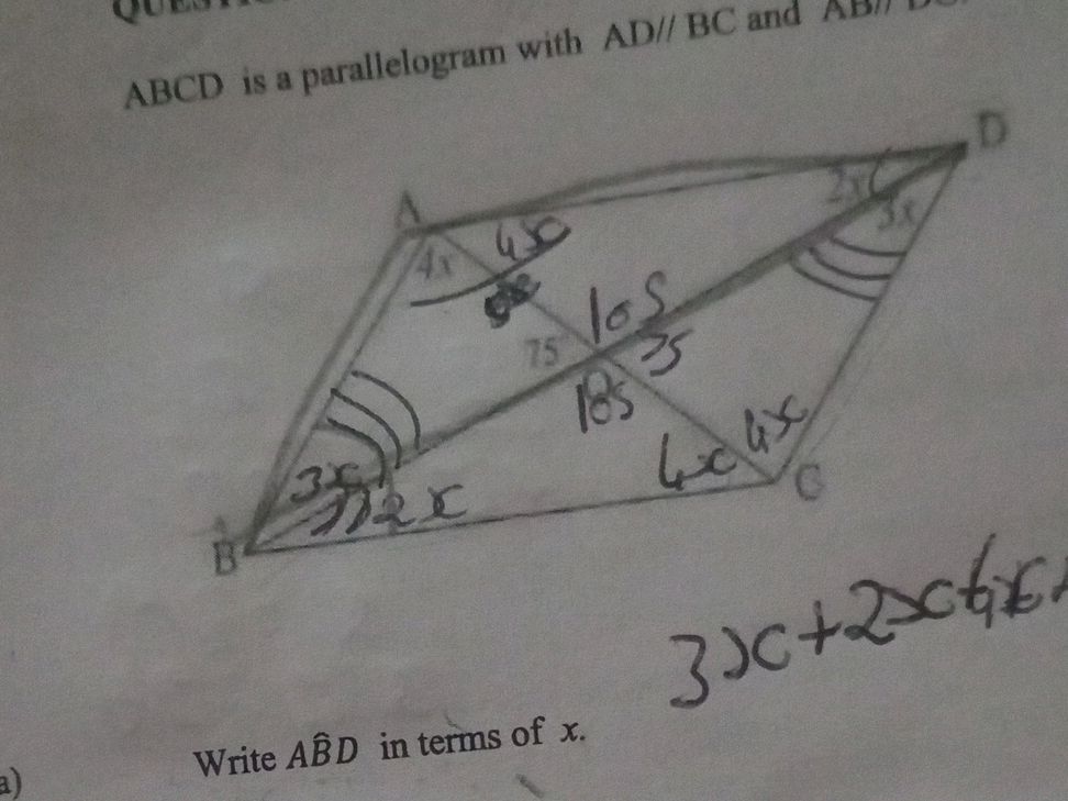 ABCD is a parallelogram with AD// BC and | StudyX