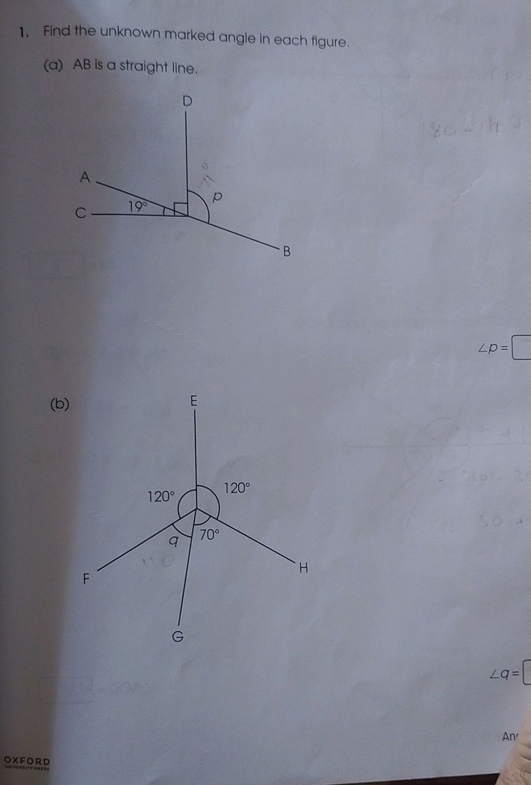 1. Find the unknown marked angle in each | StudyX