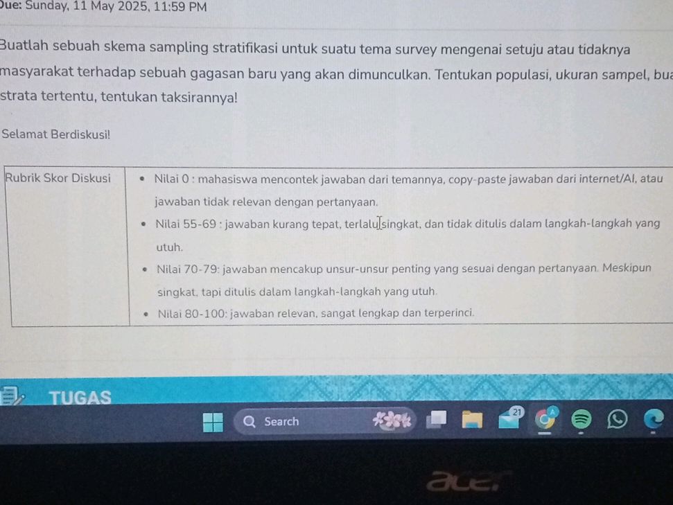 Buatlah sebuah skema sampling stratifikasi | StudyX