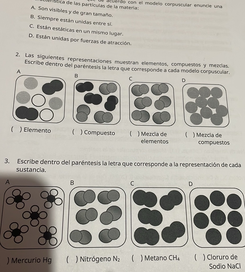 1. De acuerdo con el modelo corpuscular | StudyX