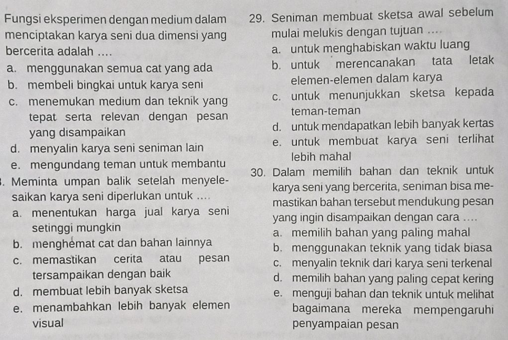 Fungsi eksperimen dengan medium dalam | StudyX